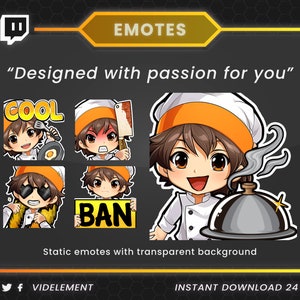 Premium Anime Chef Emotes Pack - 24 Static Twitch Emotes | Twitch ...