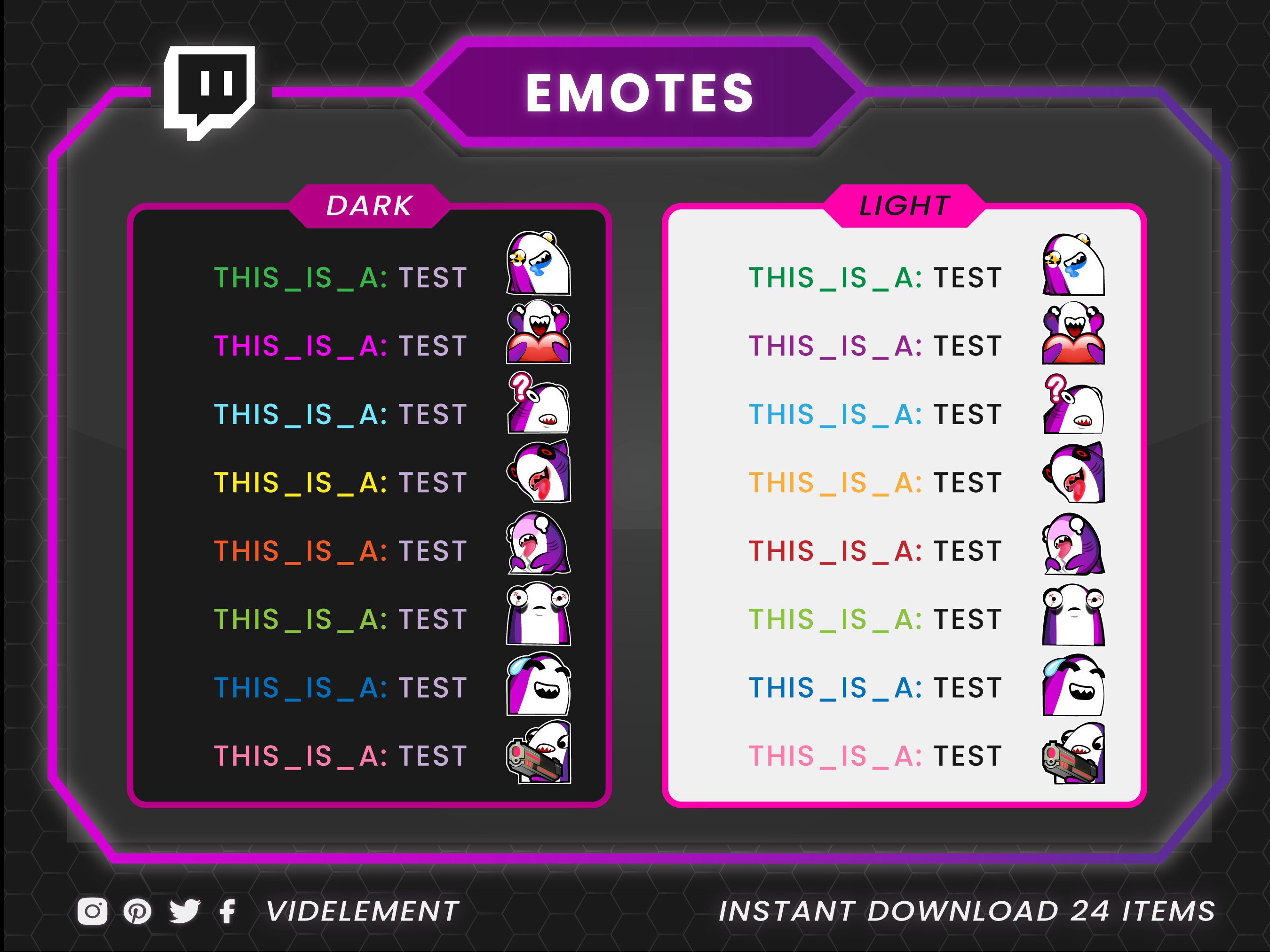 24 Purple Shark Emotes, Twitch Emotes, Twitch Sub Emotes, Text Emotes ...