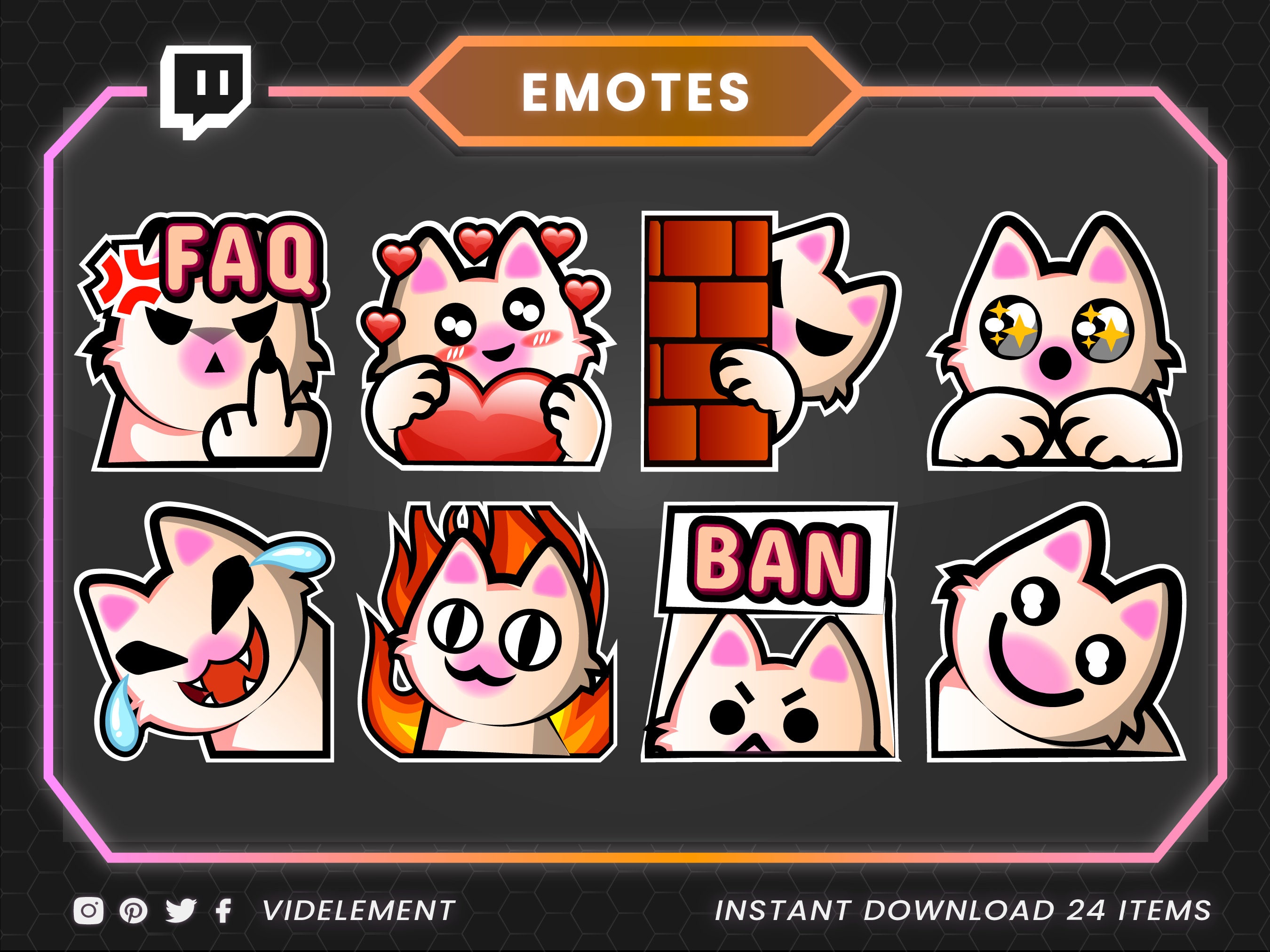 Kitten Twitch Emotes Twitch Sub Emotes Discord Emotes Text - Etsy