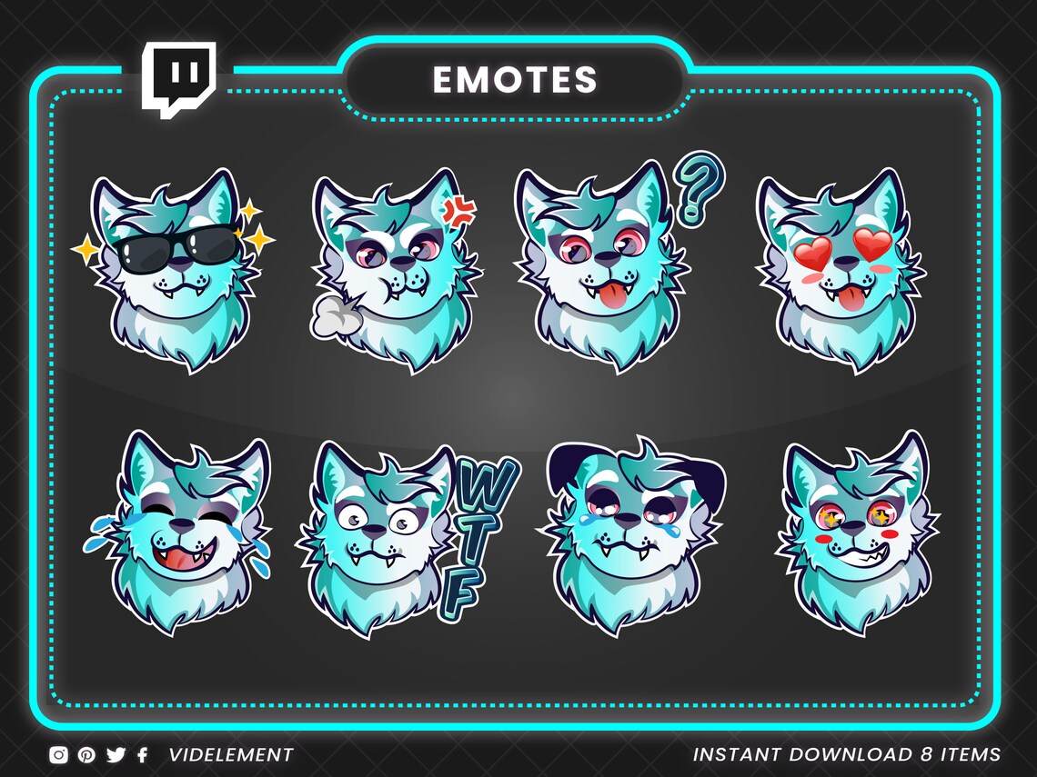 Wolf Emotes Twitch Emote Discord Emote Text Emote Animal - Etsy Hong Kong