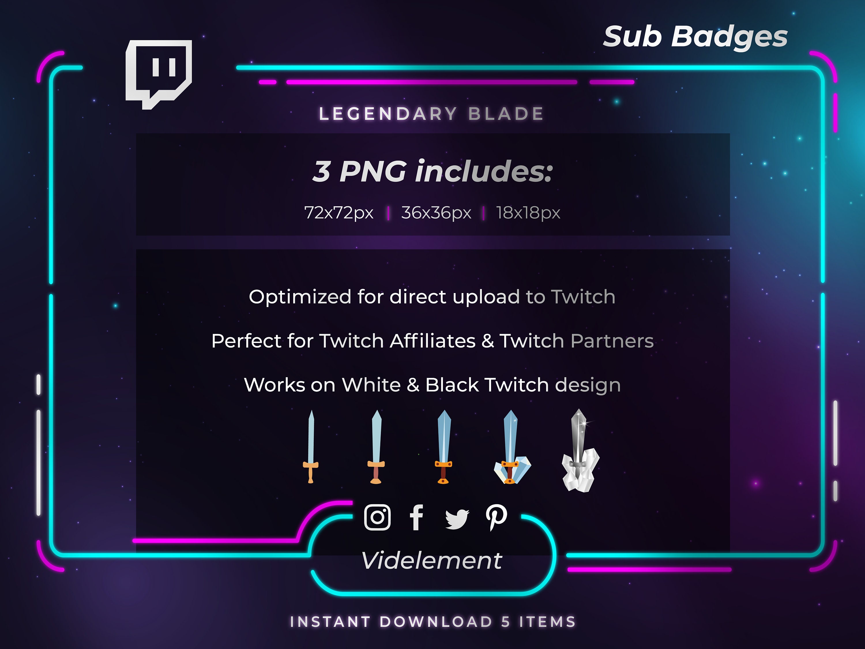 Blade Sub Badges Twitch Sub Badges Twitch Badges Twitch Sub | Etsy