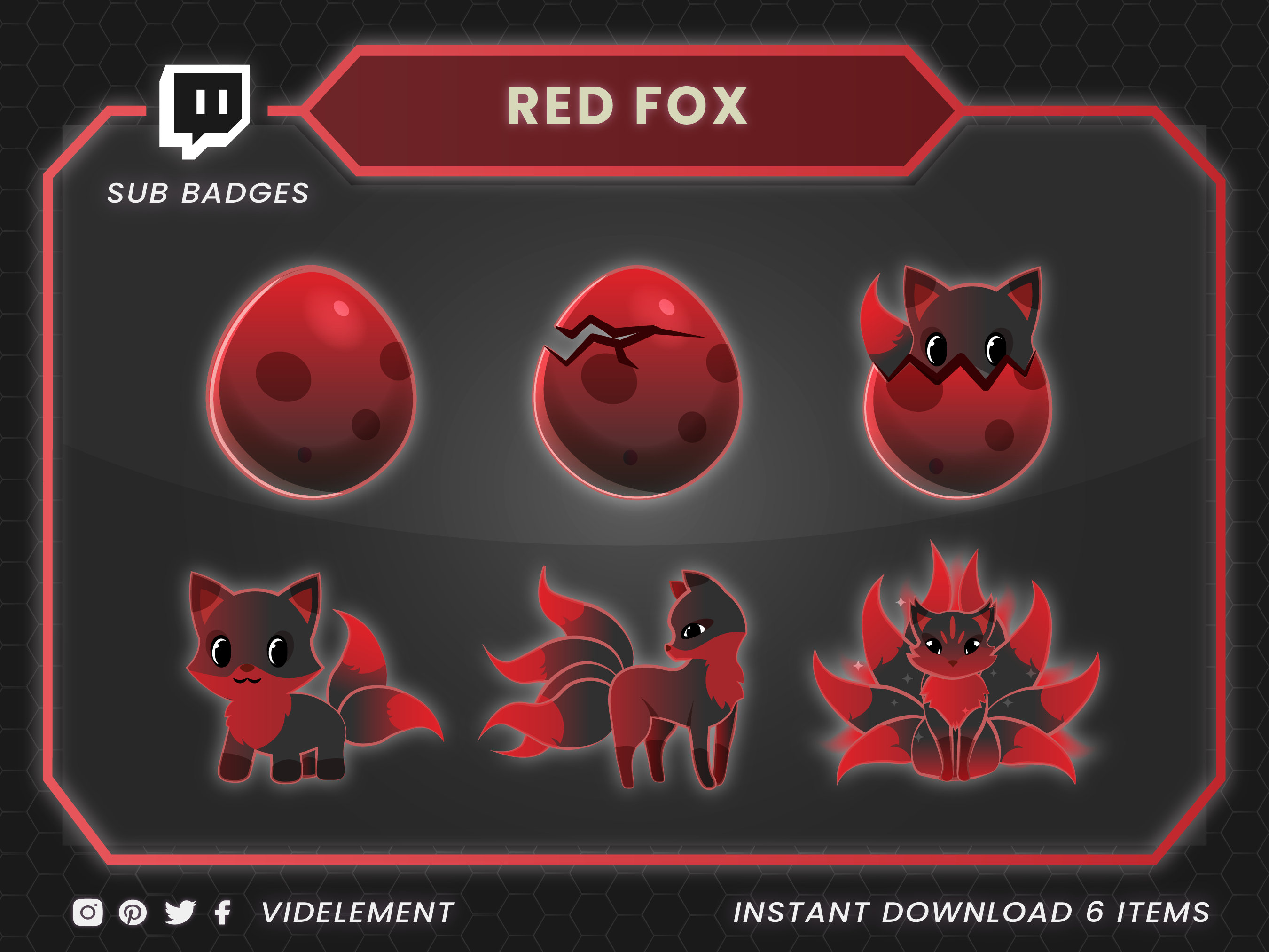 Red Fox Sub Badges Twitch Sub Badges Twitch Badges Twitch - Etsy