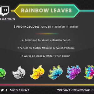 Rainbow Leaves Sub, Leaves Sub Badges, Rainbow Sub Badges, Twitch Sub ...