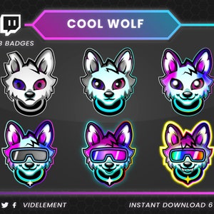 Twitch Sub Badges, Sub Badges Twitch, Wolf Sub Badges, Neon Sub Badges ...