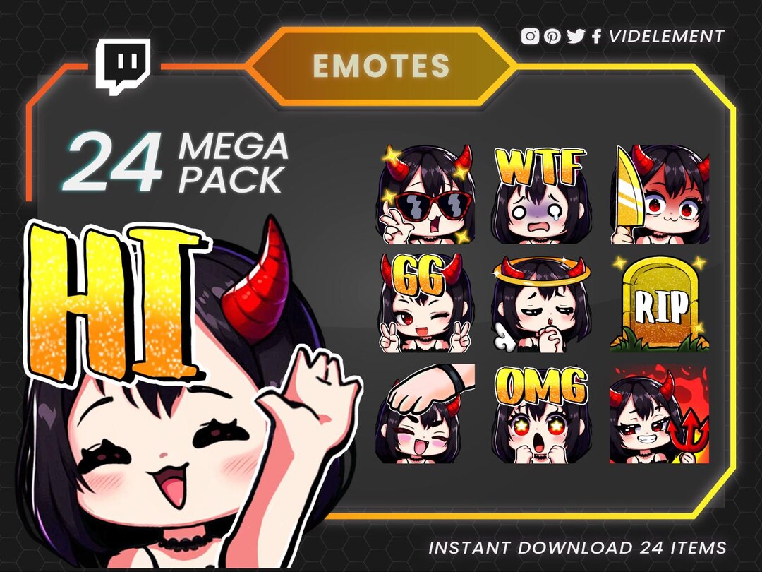 Devil Girl Emotes for Twitch, Discord, and Tiktok Emotes on Sale - Etsy
