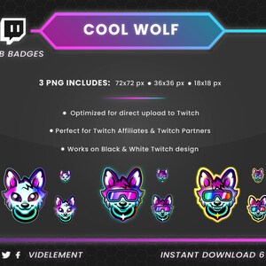 Twitch Sub Badges, Sub Badges Twitch, Wolf Sub Badges, Neon Sub Badges ...