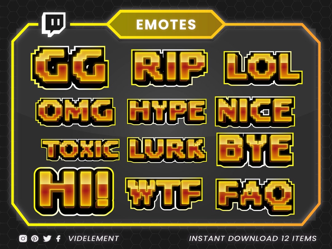 Twitch Emote Pack Twitch Text Emotes, Twitch Hi Emote, Twitch GG Emote ...