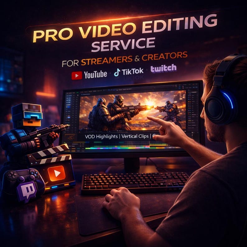 Video Editing for Streamers, Twitch Stream, Youtube, Tiktok Clips ...