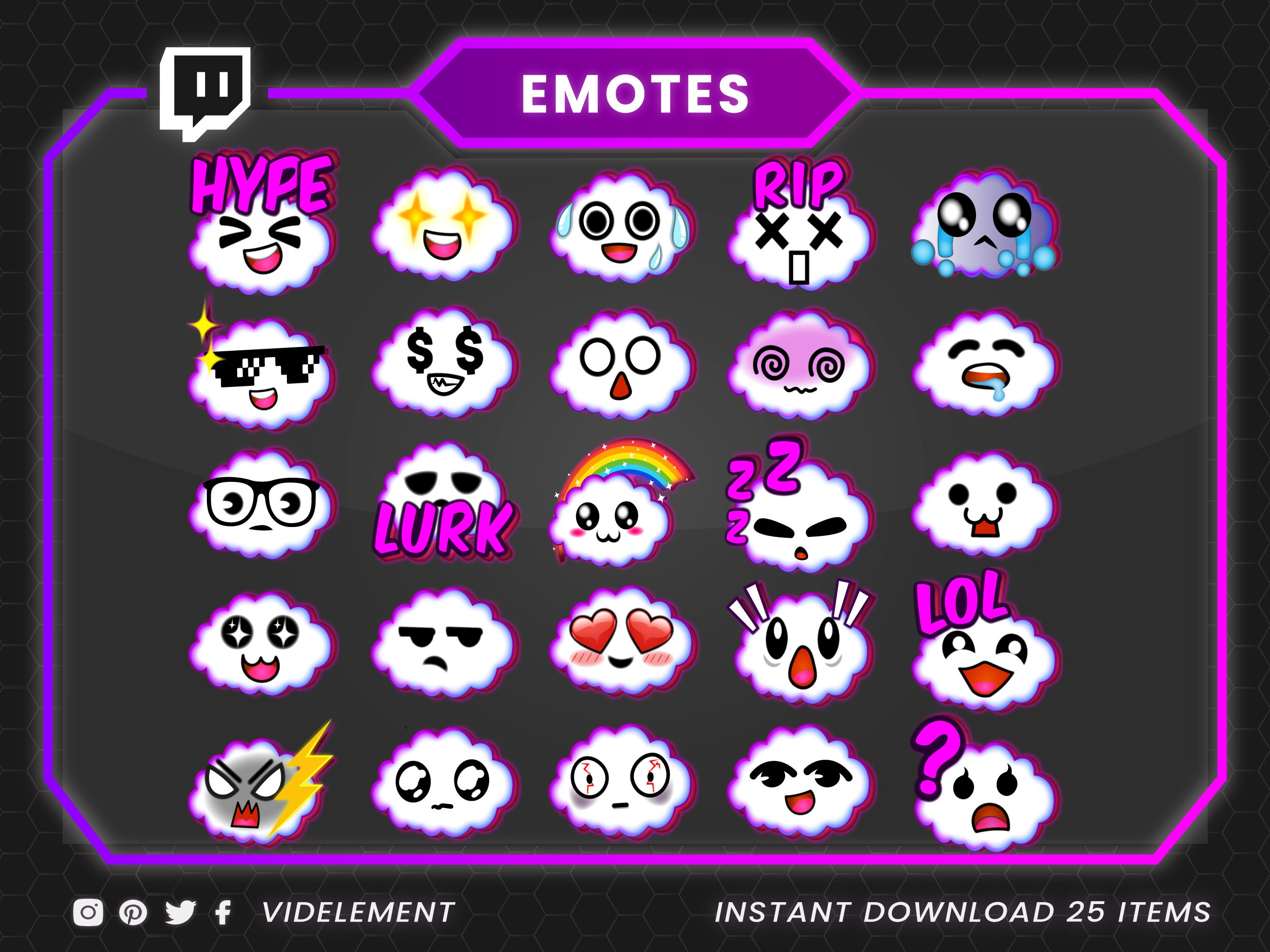 Cloud Twitch Emotes: Chibi Meme Emote Set (digital Download) - Etsy UK