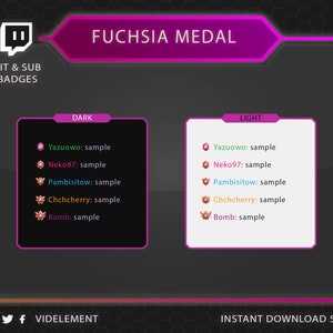 Fuchsia Gem Twitch Sub Badges: Diamond Medal Badge (digital Download ...