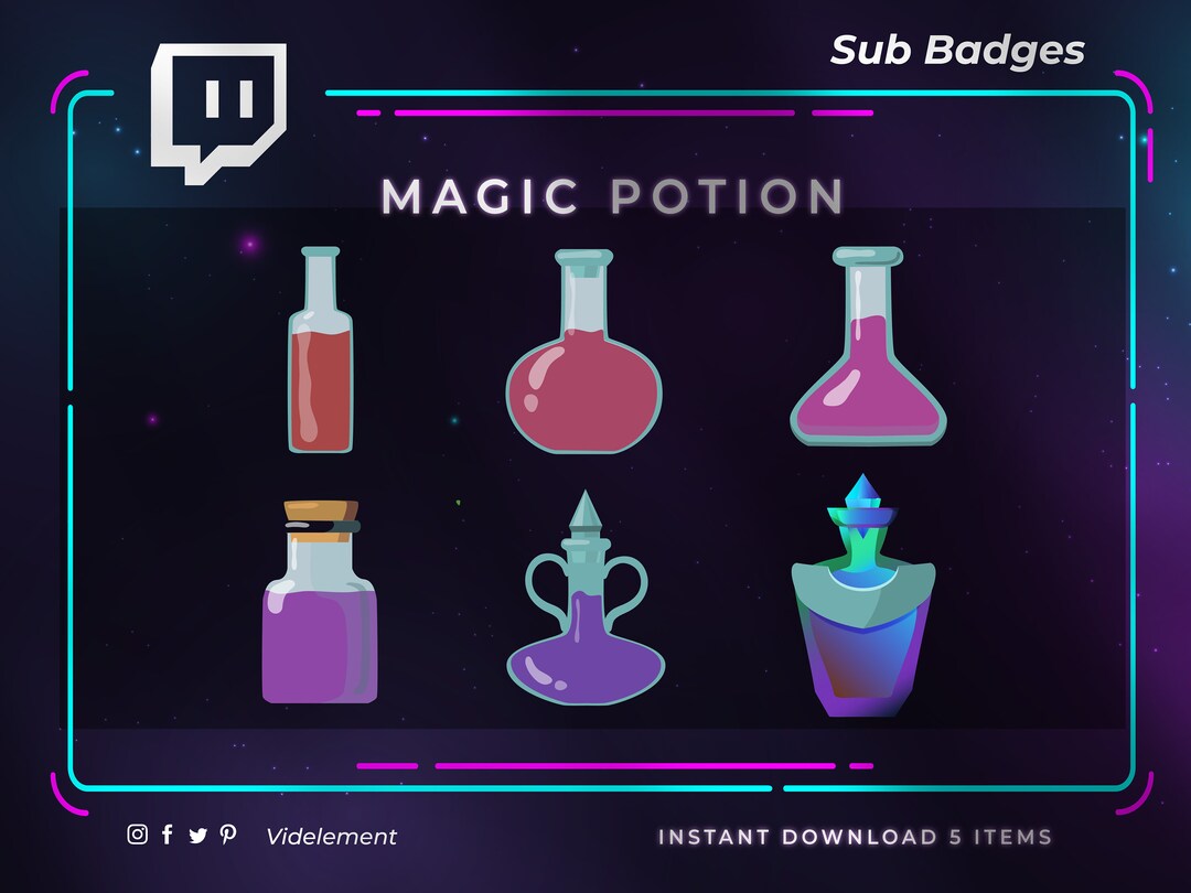 Magic Potion Sub Badges, Twitch Sub Badges, Twitch Badges, Twitch Sub ...