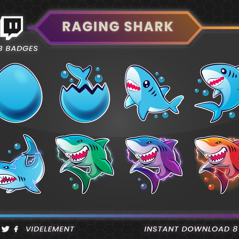 Twitch Shark Stickers - Etsy
