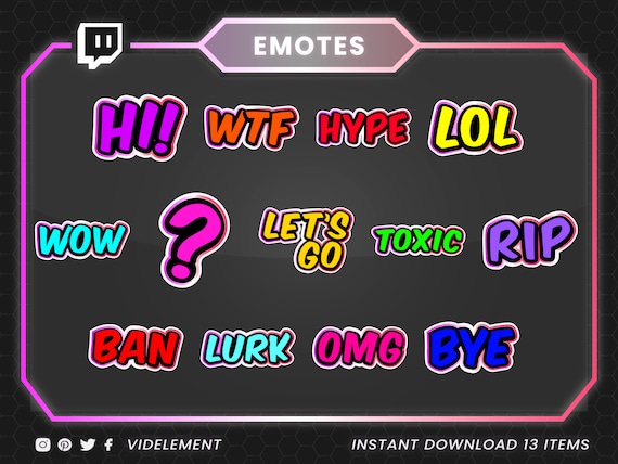 Twitch Emote Pack Twitch Text Emote Twitch Hi Emote Twitch - Etsy