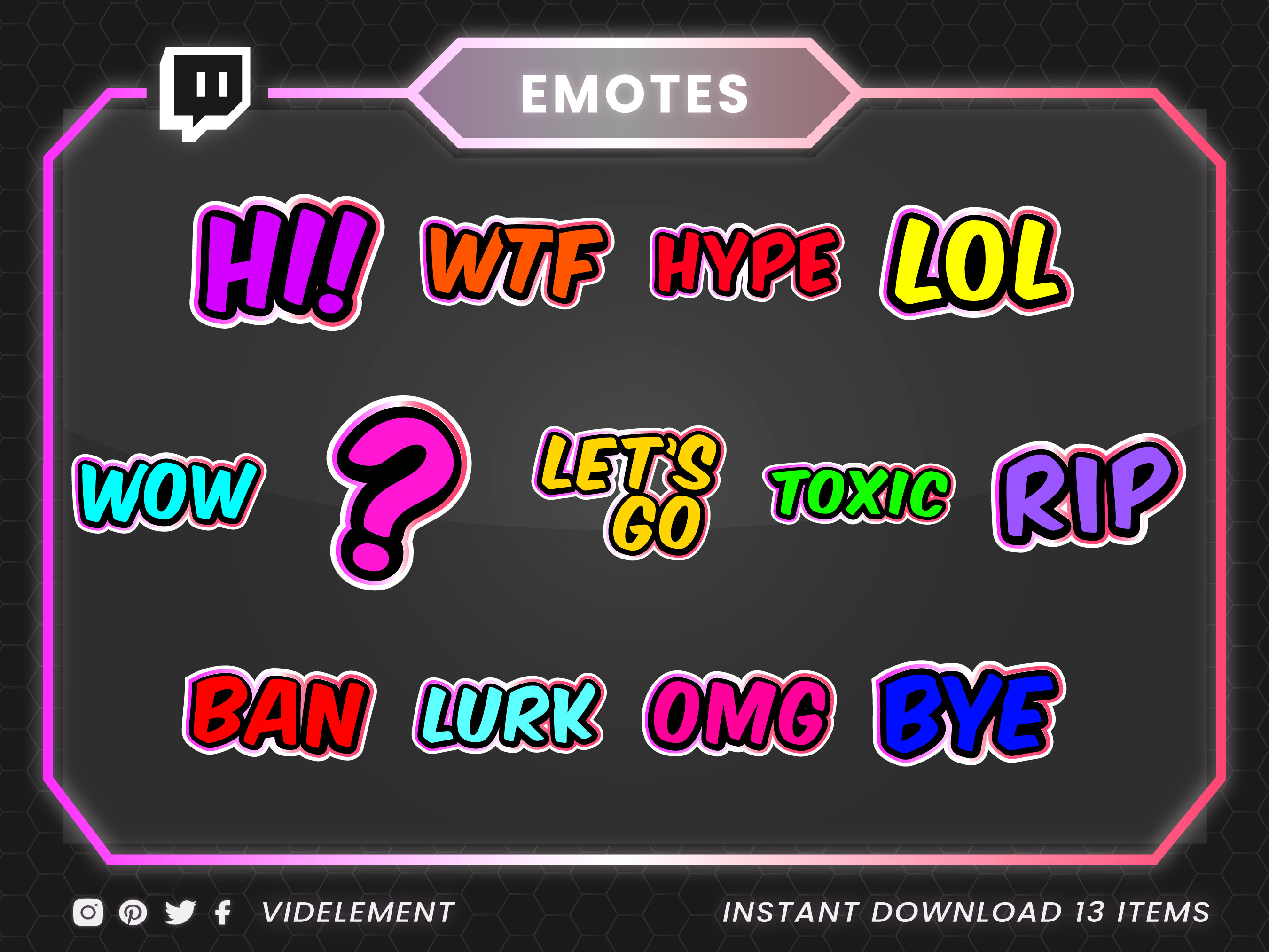 Twitch Emote Pack Twitch Text Emote Twitch Hi Emote Twitch - Etsy Canada