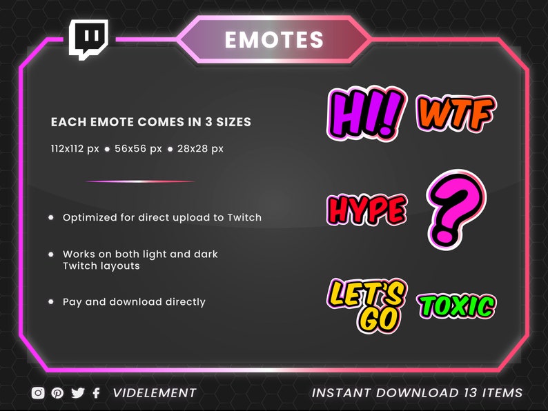 Twitch Emote Pack, Twitch Text Emote, Twitch Hi Emote, Twitch WTF Emote ...