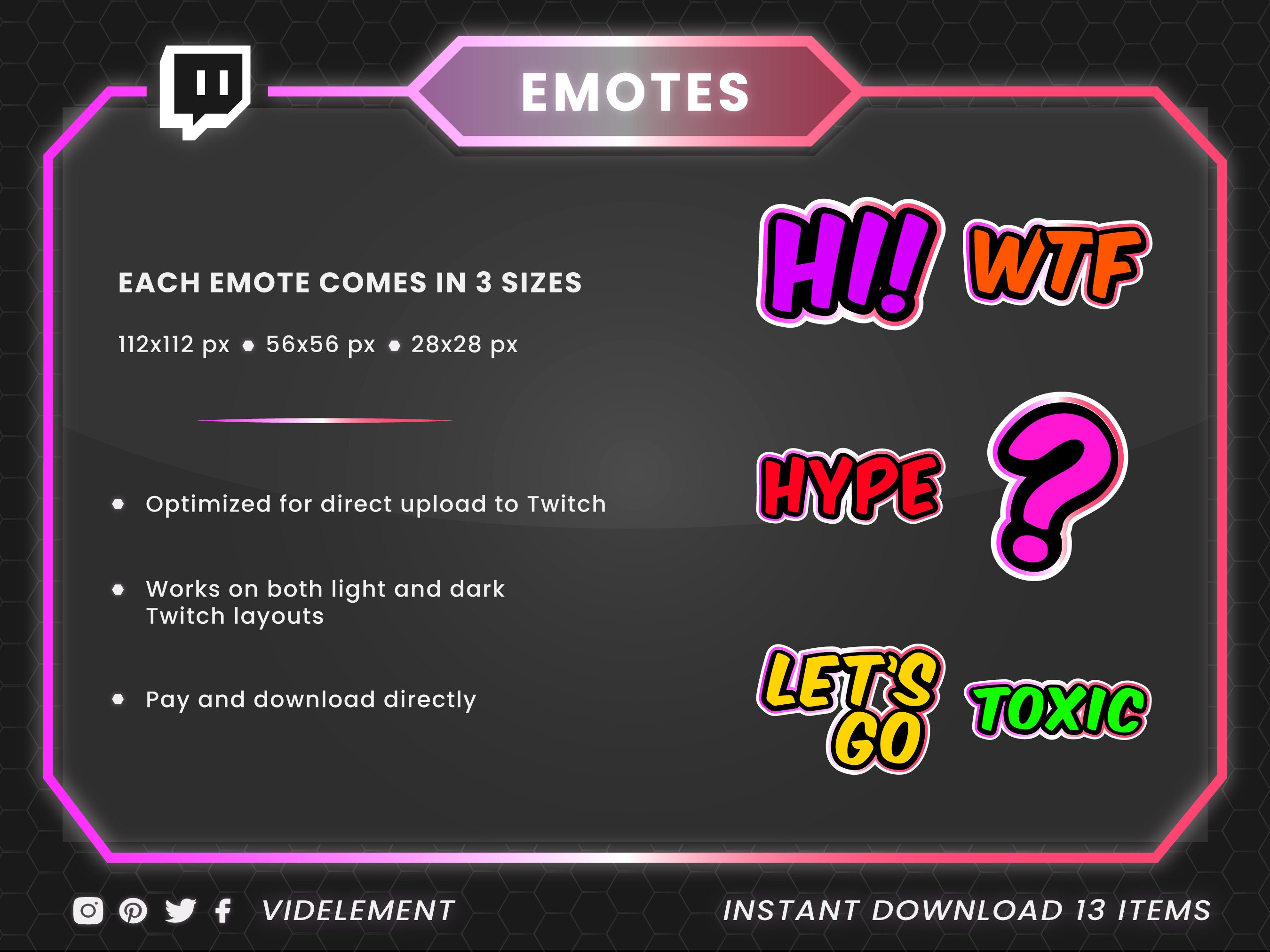 Twitch Emote Pack Twitch Text Emote Twitch Hi Emote Twitch - Etsy Canada