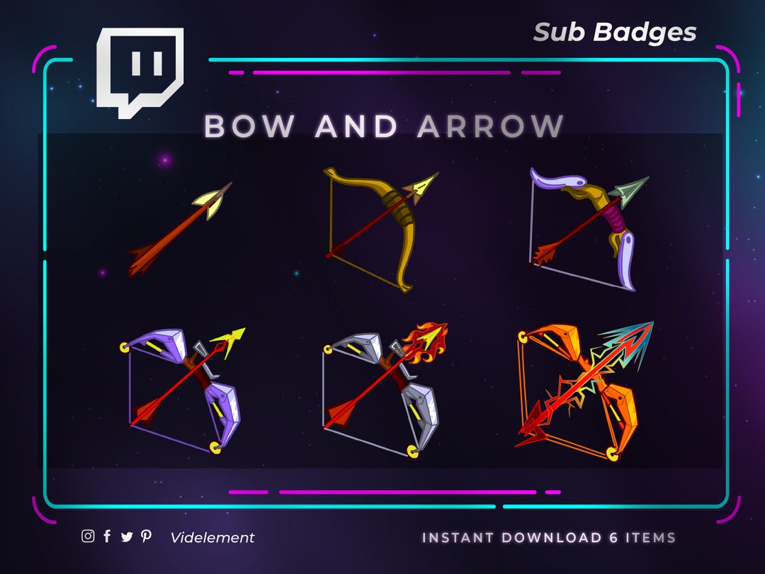 Bow Sub Badges, Twitch Sub Badges, Arrow Twitch Badges, Twitch Sub ...
