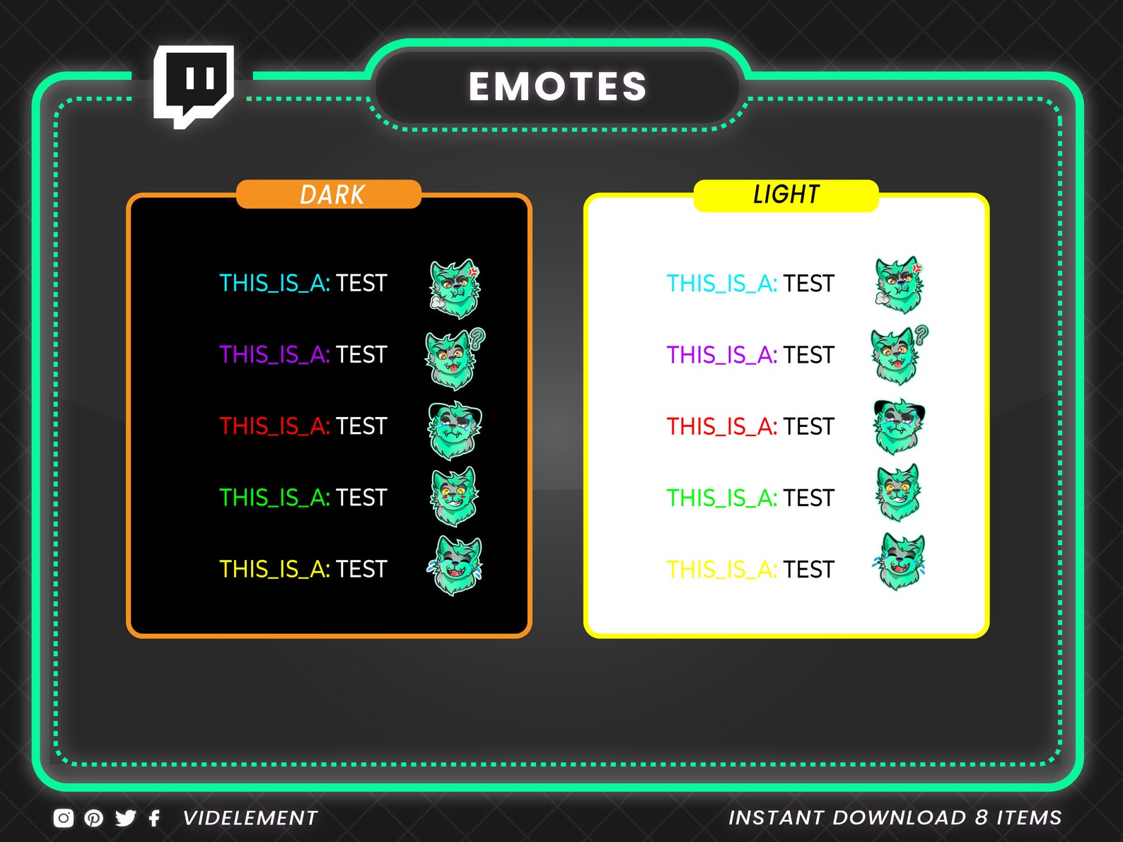 Emerald Wolf Emotes | Twitch Emote, Discord Emote, Text Emote, Creature ...