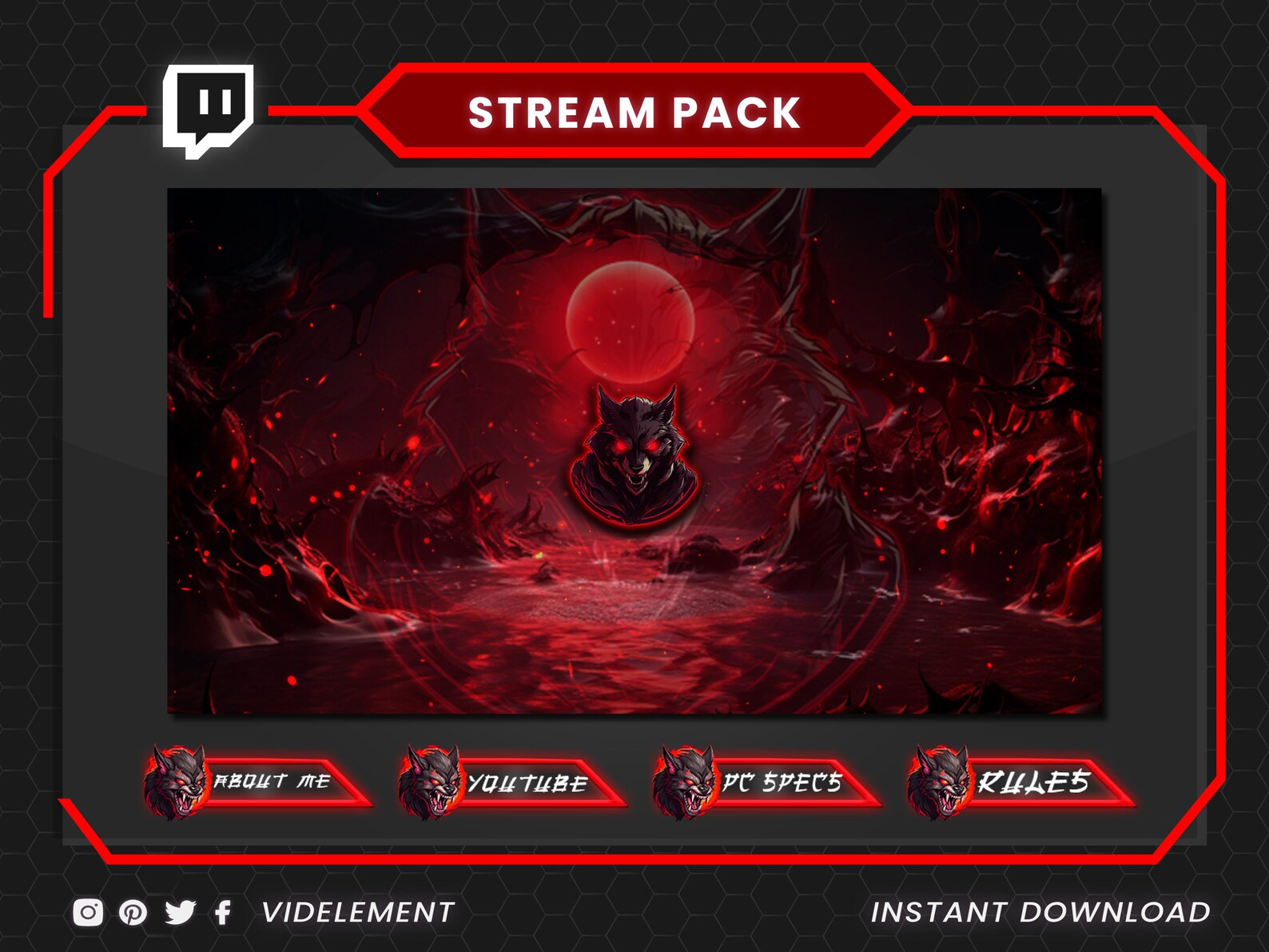 Wolf Stream Package: Twitch Overlay, Alerts, and Panels - Etsy