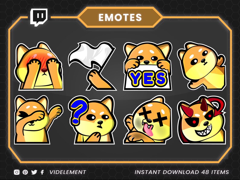 48 Twitch Emotes Twitch Sub Emotes Discord Emote Text - Etsy