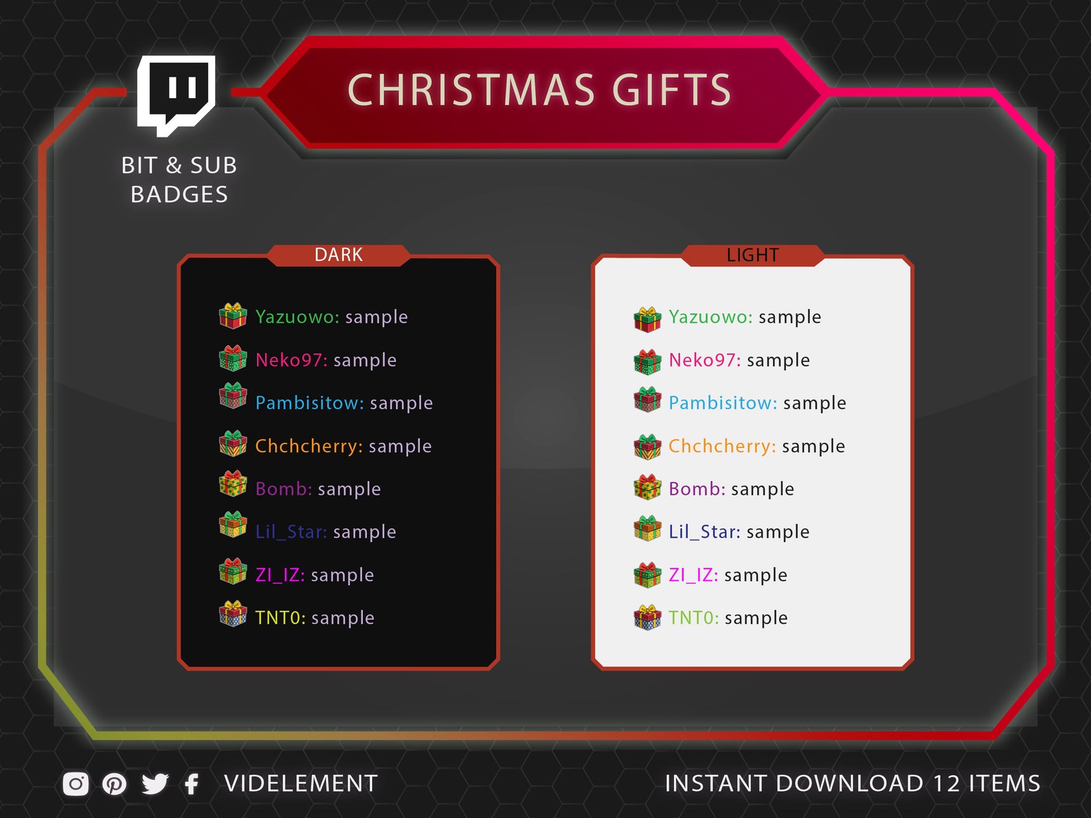 Twitch Bit Badges, Christmas Bit Badges, Gifts Bit Badges, Twitch Sub ...