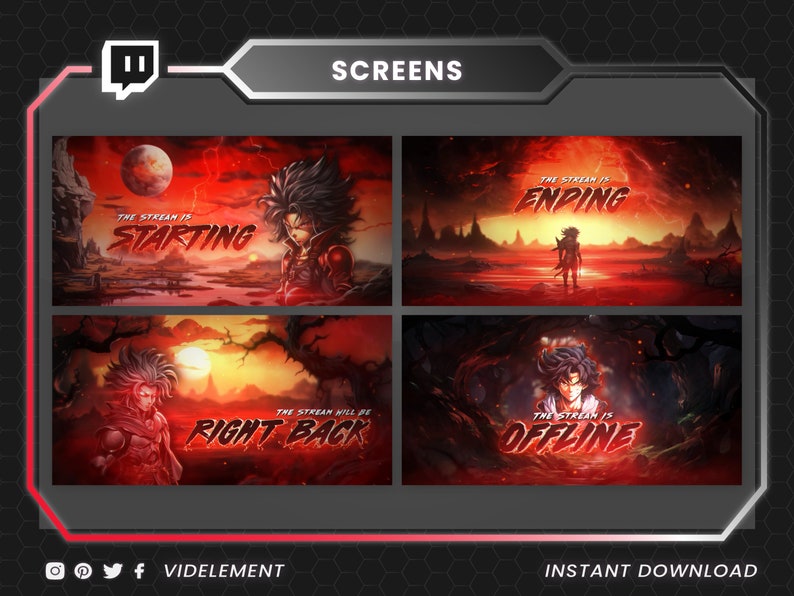 Anime Stream Bundle (250+ Assets): Animated Overlay Pack, Emotes ...