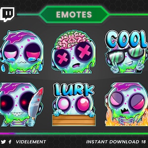 Zombie Twitch Emotes: Purple-eyed Monster Sub Emote Pack - Etsy