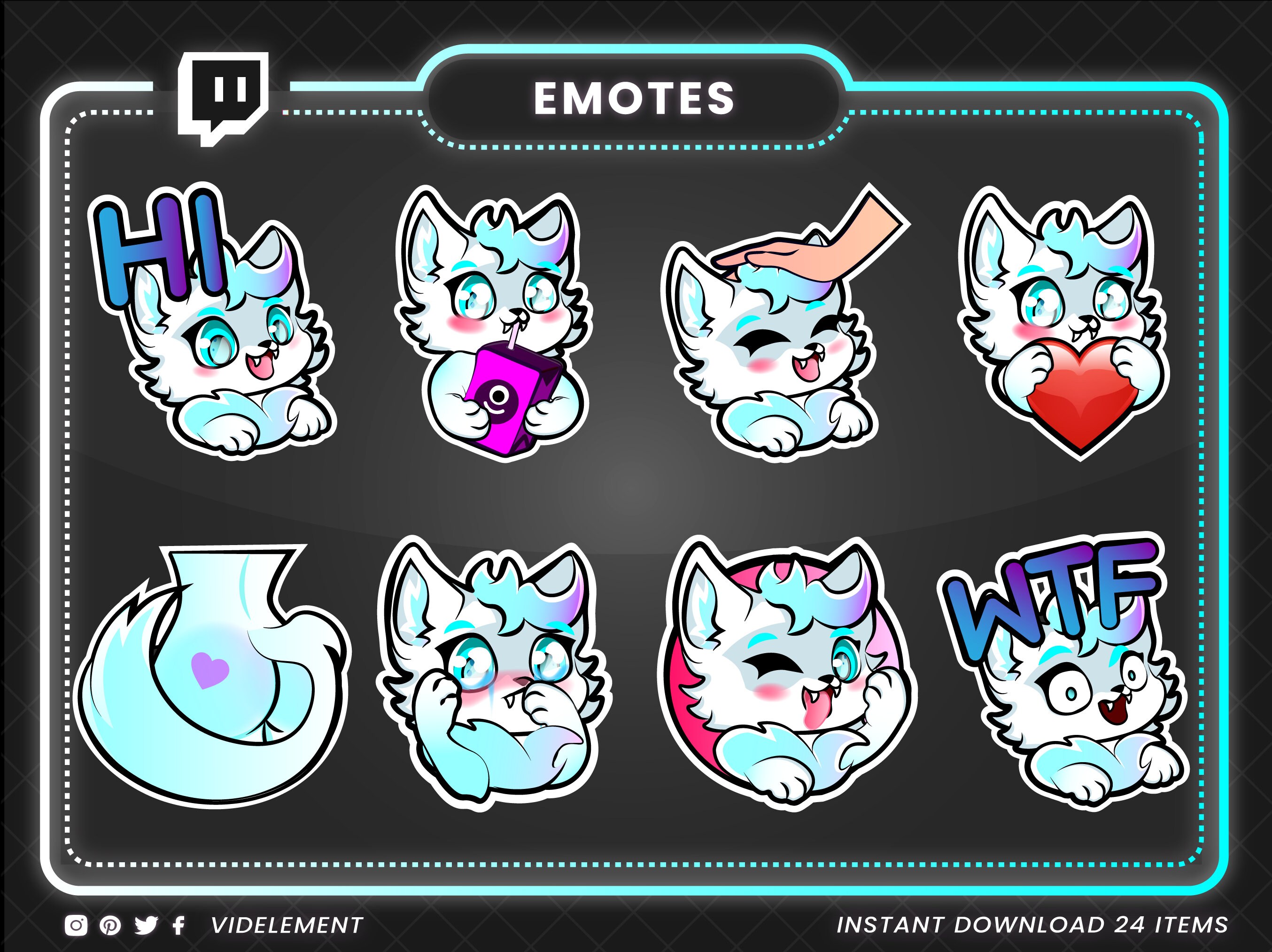 24 Twitch Emotes Twitch Sub Emotes Discord Emotes Text - Etsy