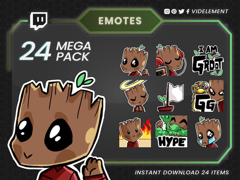 Groot Emotes Twitch Emotes Twitch Sub Emotes Discord - Etsy UK