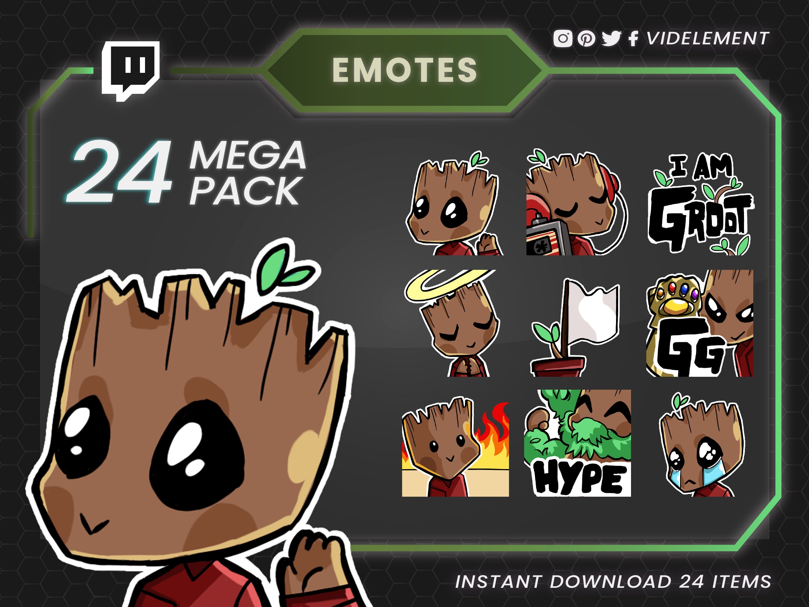 Groot Emotes Twitch Emotes Twitch Sub Emotes Discord - Etsy UK