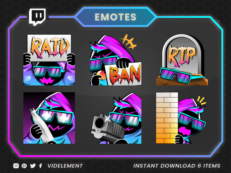Animated Emotes Neon, Twitch Emote, Text Emote, Emote Twitch, Discord ...