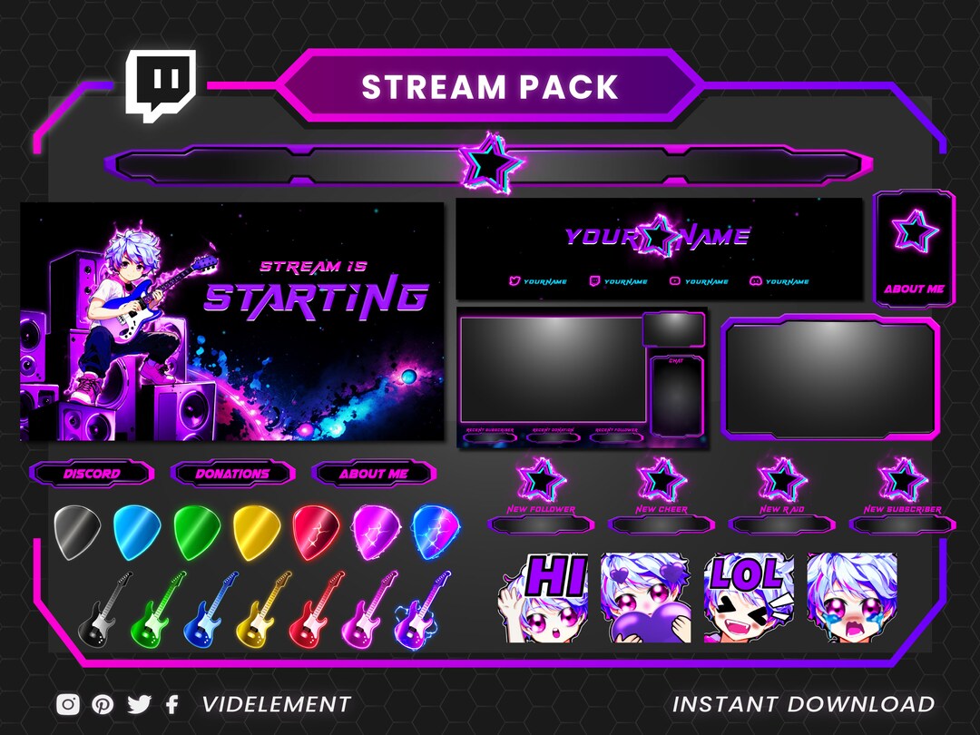 Stream Package, Twitch Overlay, Twitch Emotes, Twitch Panels, Stream ...