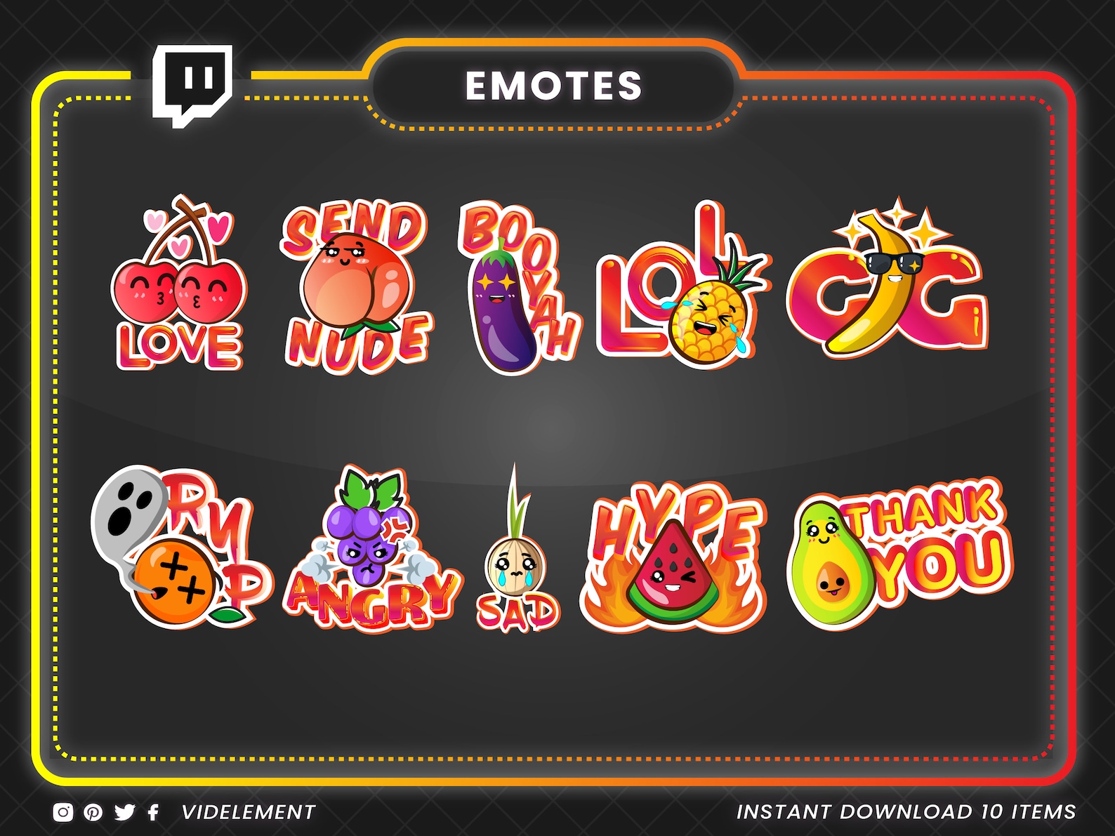 10 Twitch Emotes Twitch Text Emote Text Emotes Discord - Etsy