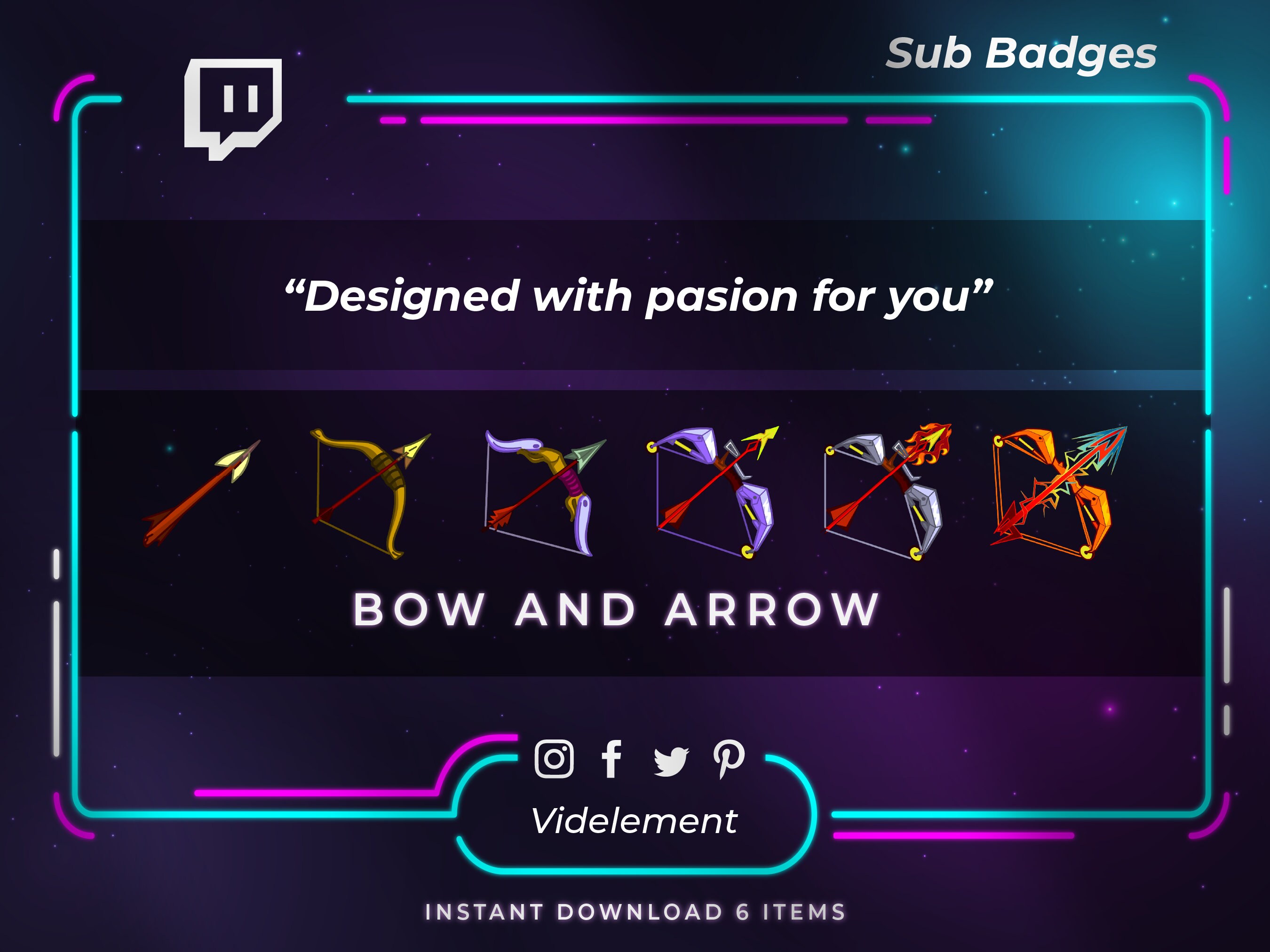 Bow Sub Badges Twitch Sub Badges Arrow Twitch Badges Twitch | Etsy