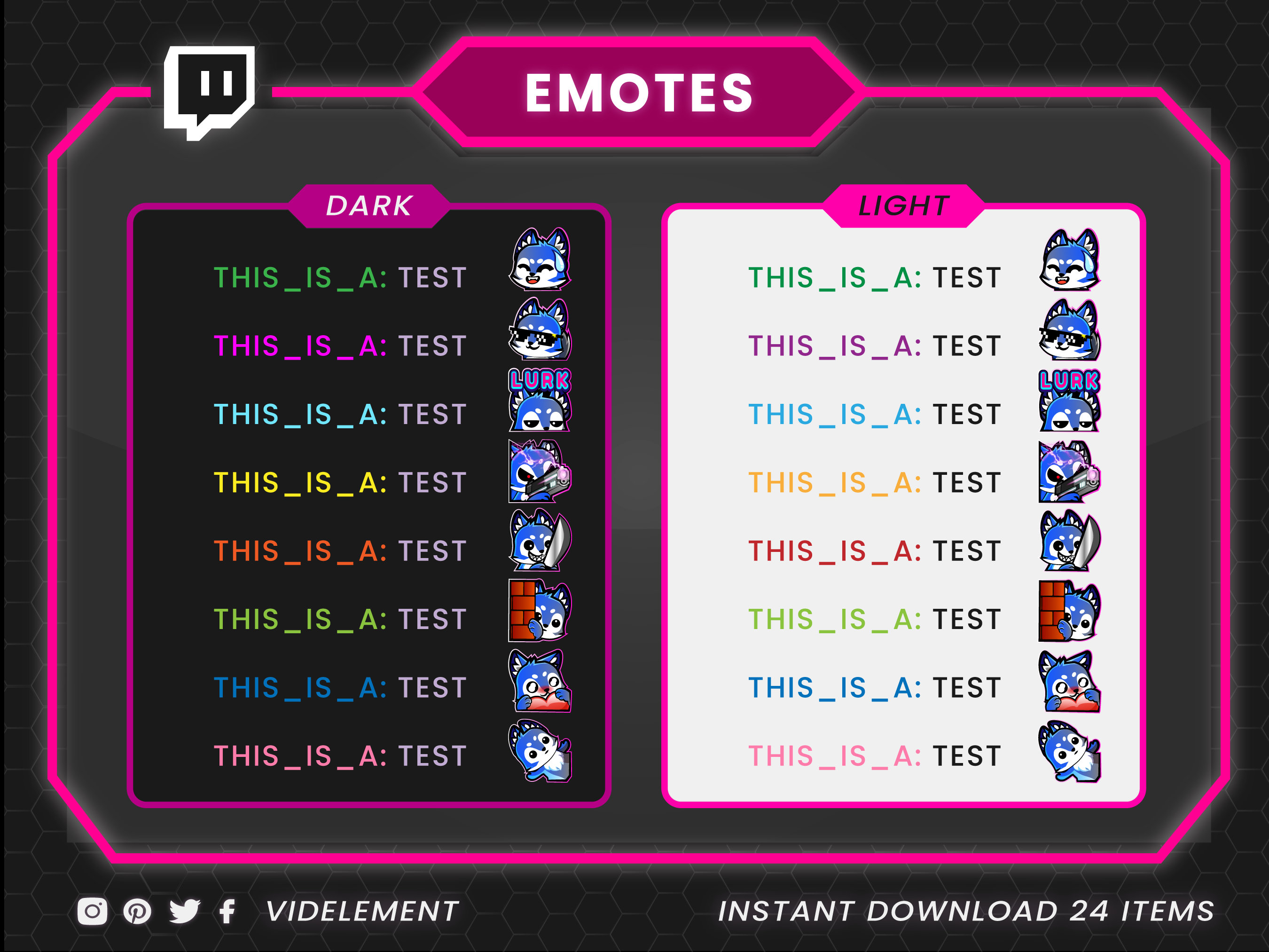 24 Blue Wolf Emotes Twitch Emotes Twitch Sub Emotes Text - Etsy UK