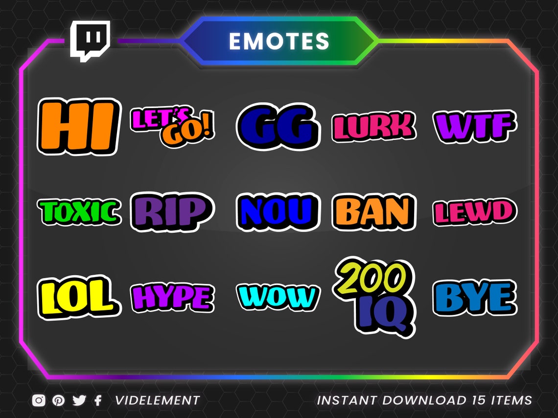 Twitch Emote Pack Twitch Text Emotes Twitch Hi Emote - Etsy
