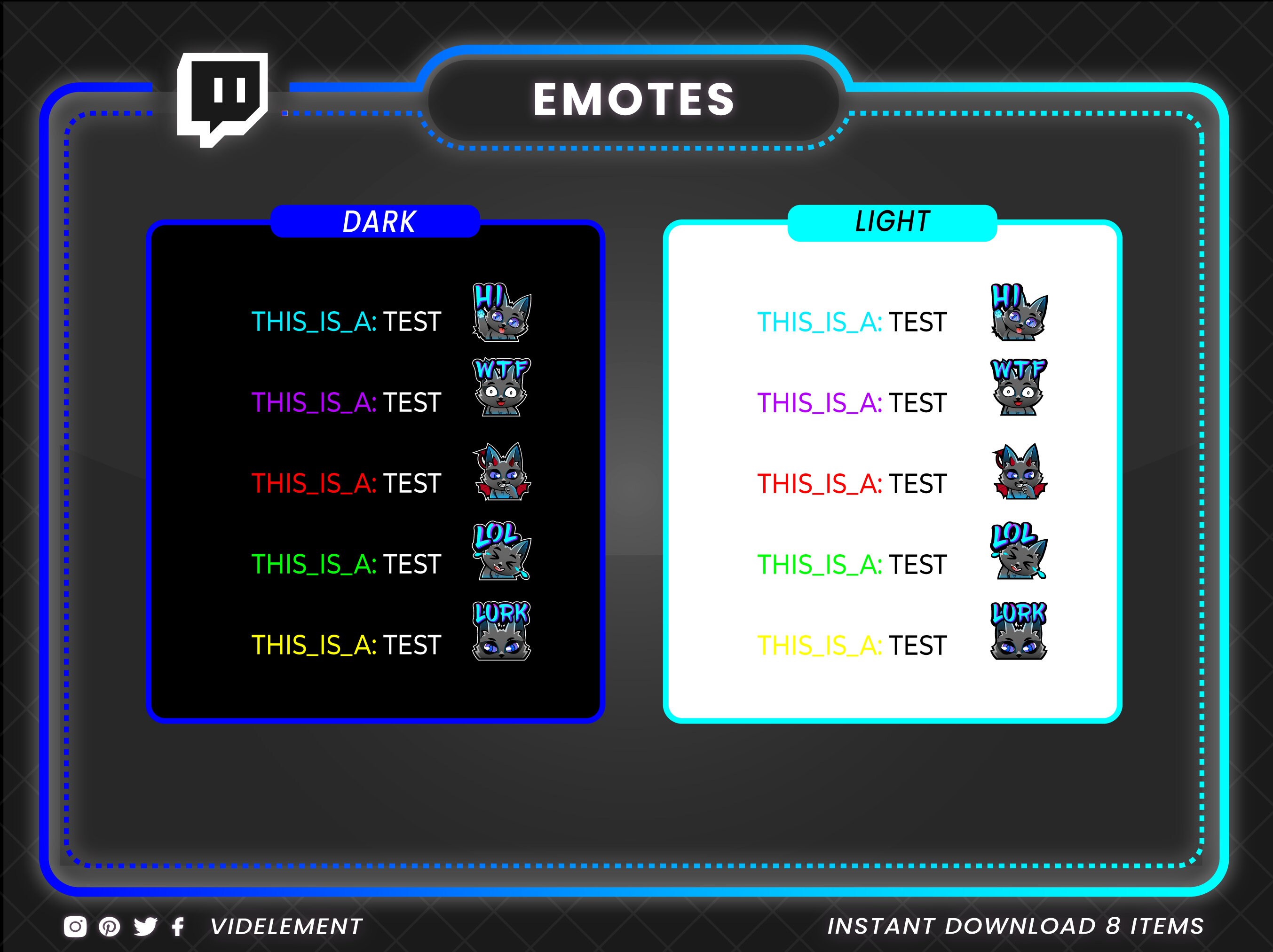 8 Cat Emotes Twitch Emote Cat Text Emote Animal Emote Cat - Etsy