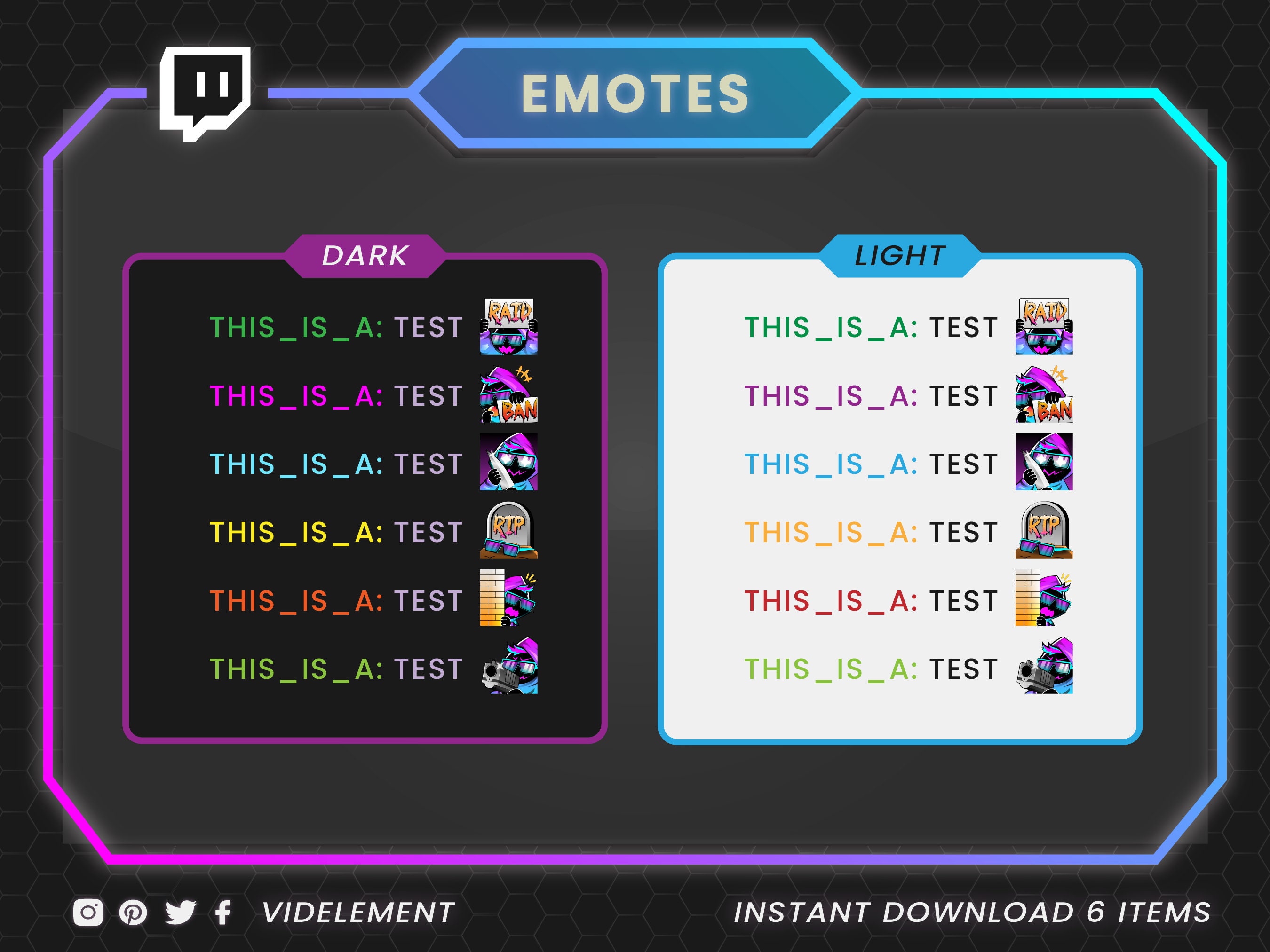 Animated Emotes Neon, Twitch Emote, Text Emote, Emote Twitch, Discord ...