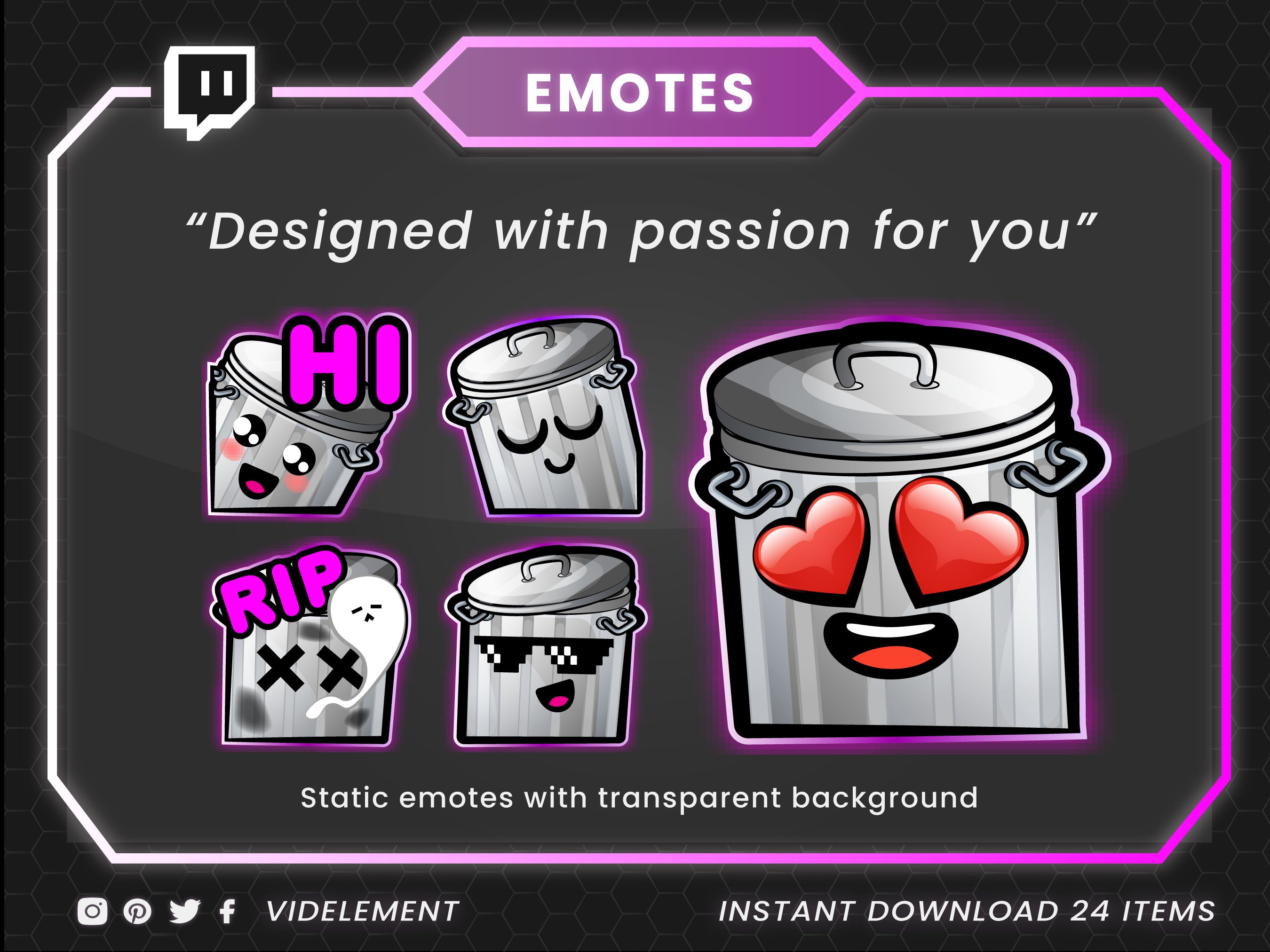 Trash Can Emotes Trash Bin Emotes Twitch Emotes Twitch Sub - Etsy UK