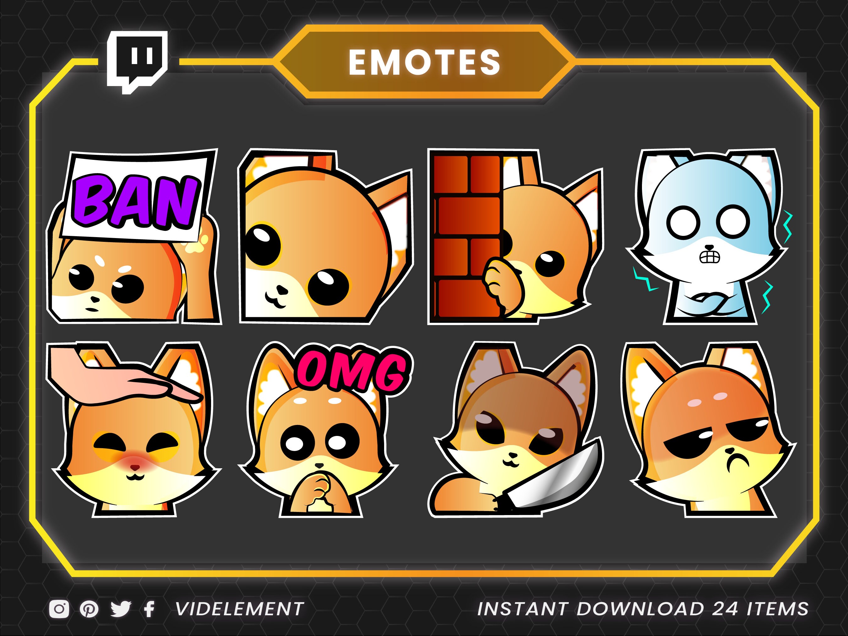 Twitch Emotes Cute Emotes Fox Emotes Anime Twitch Emotes - Etsy UK