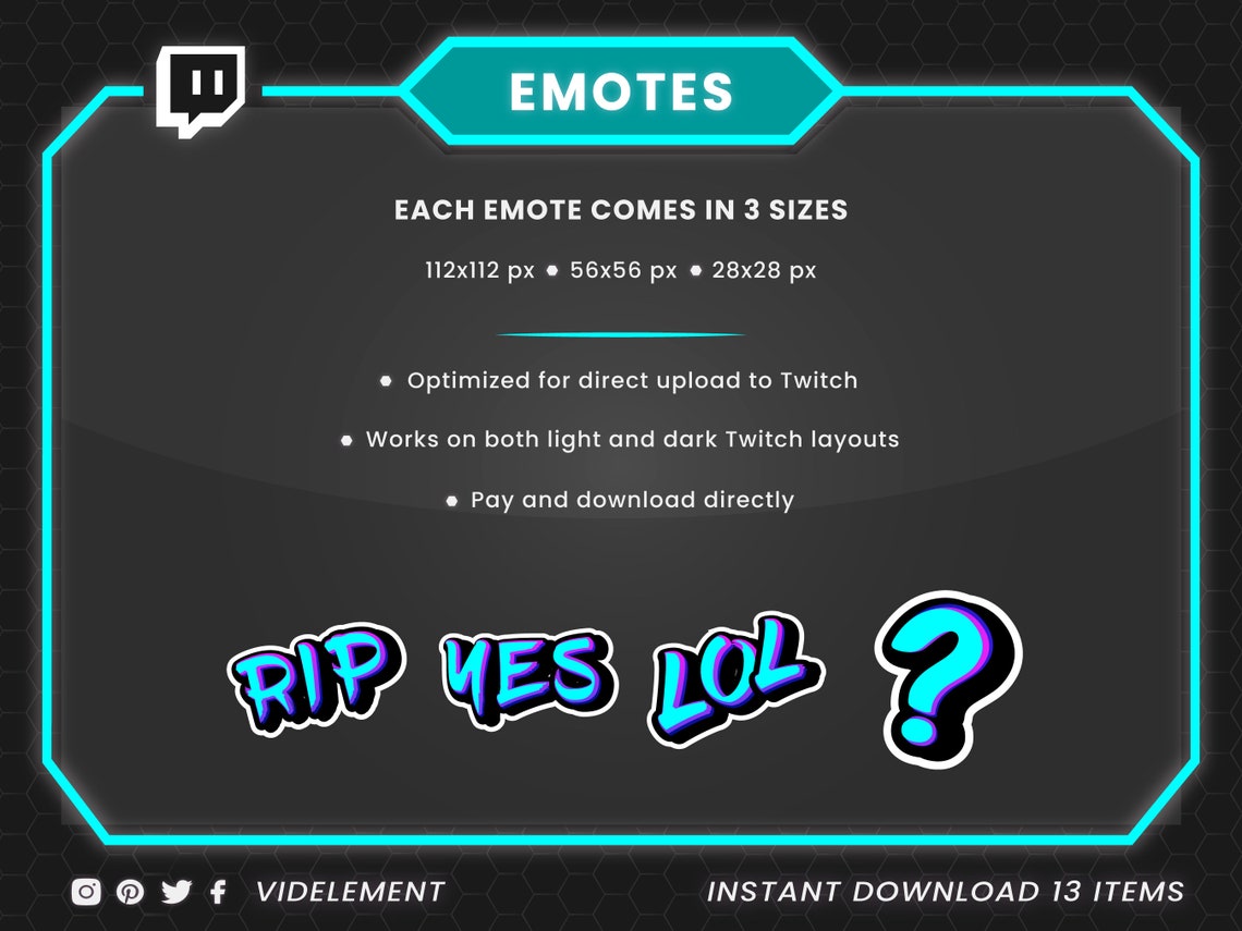 Twitch Emote Pack Twitch Text Emotes Twitch Hi Emote - Etsy