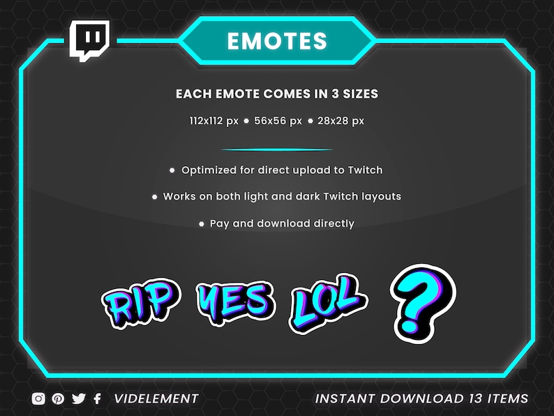Twitch Emote Pack Twitch Text Emotes Twitch Hi Emote - Etsy