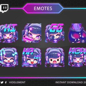 DJ Girl Twitch Emotes: Purple Dancing Emotes (20 Pack) - Etsy