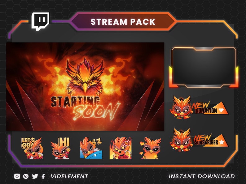 Custom Stream Overlay Package: Animated Twitch Overlays, Alerts, Emotes ...