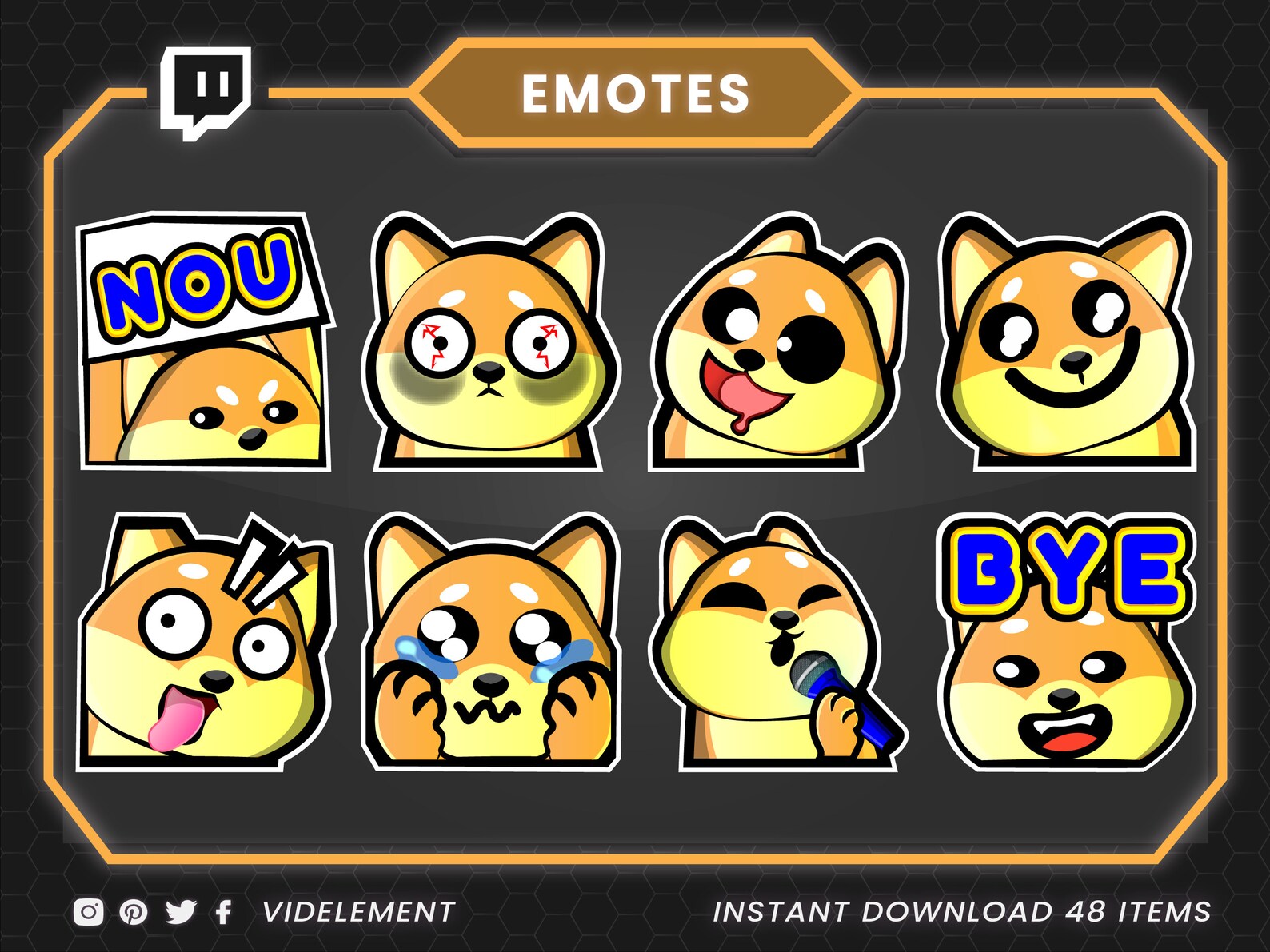 48 Twitch Emotes Twitch Sub Emotes Discord Emote Text - Etsy