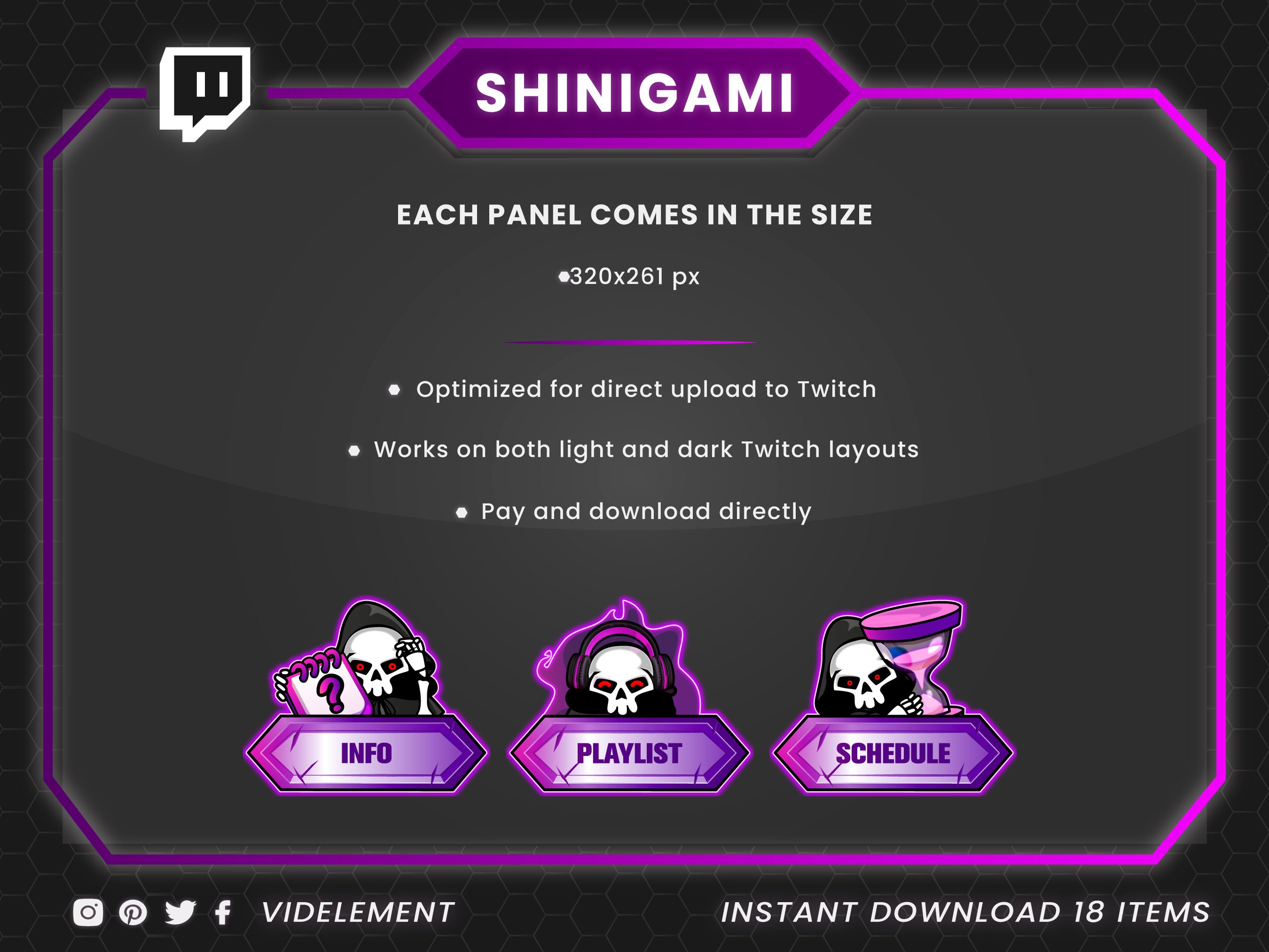 Twitch Panels Reaper Twitch Panels Purple Twitch Panels - Etsy UK