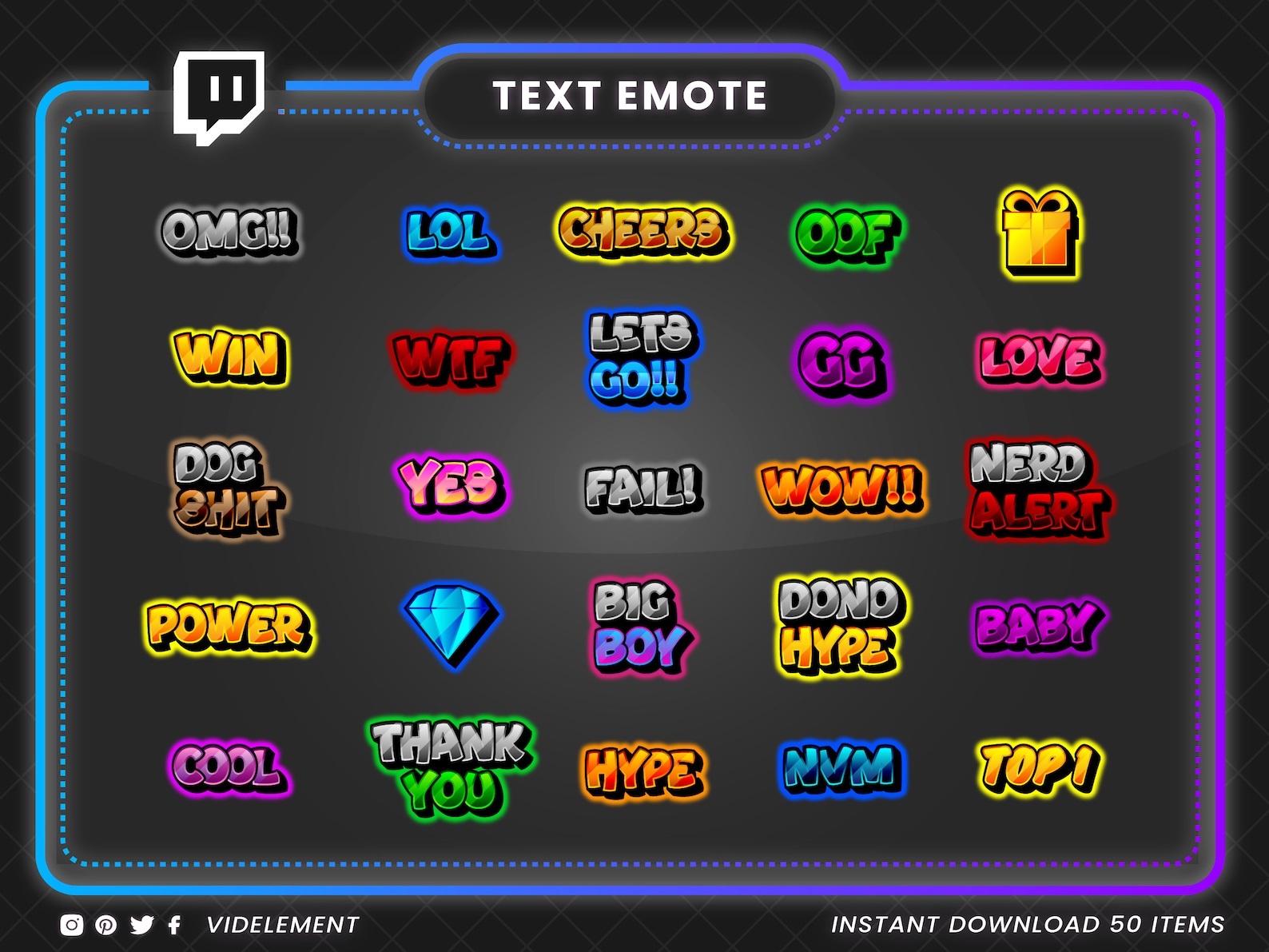50 Text Emote Twitch Text Emotes Twitch Emote Discord - Etsy