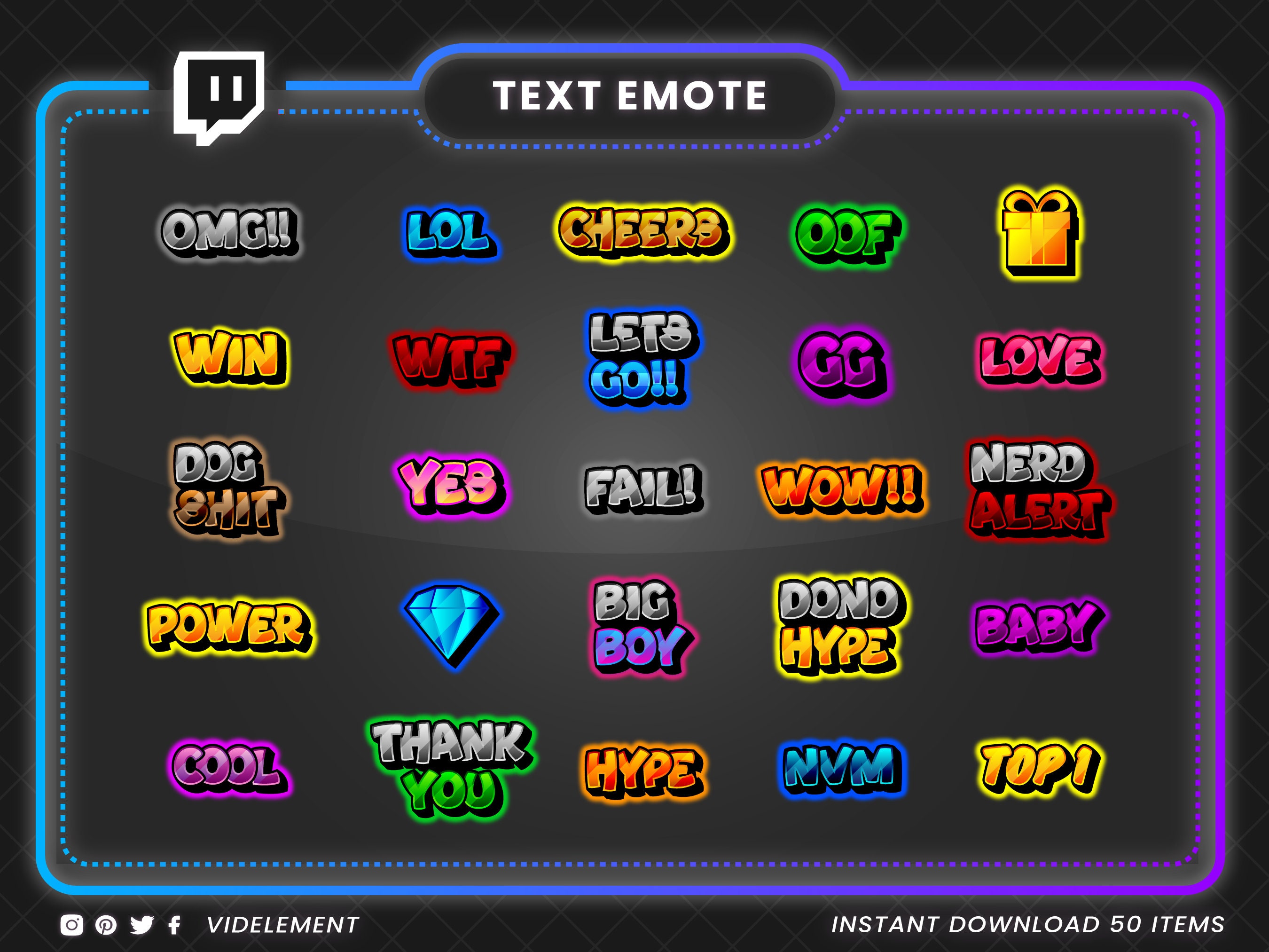 50 Text Emote Twitch Text Emotes Twitch Emote Discord - Etsy Australia