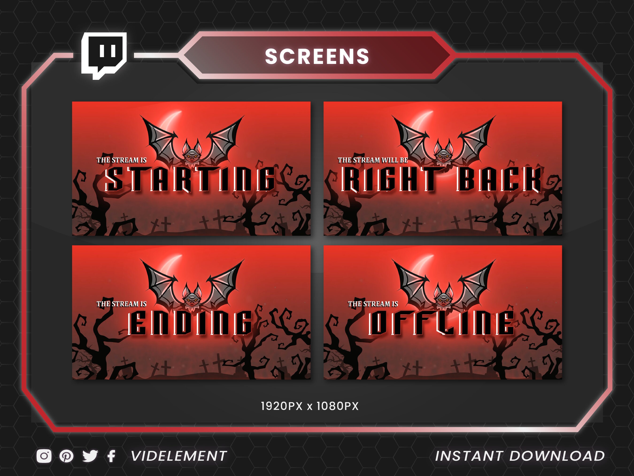 Bat Stream Pack Animated Webcam Overlay Twitch Panels - Etsy Australia