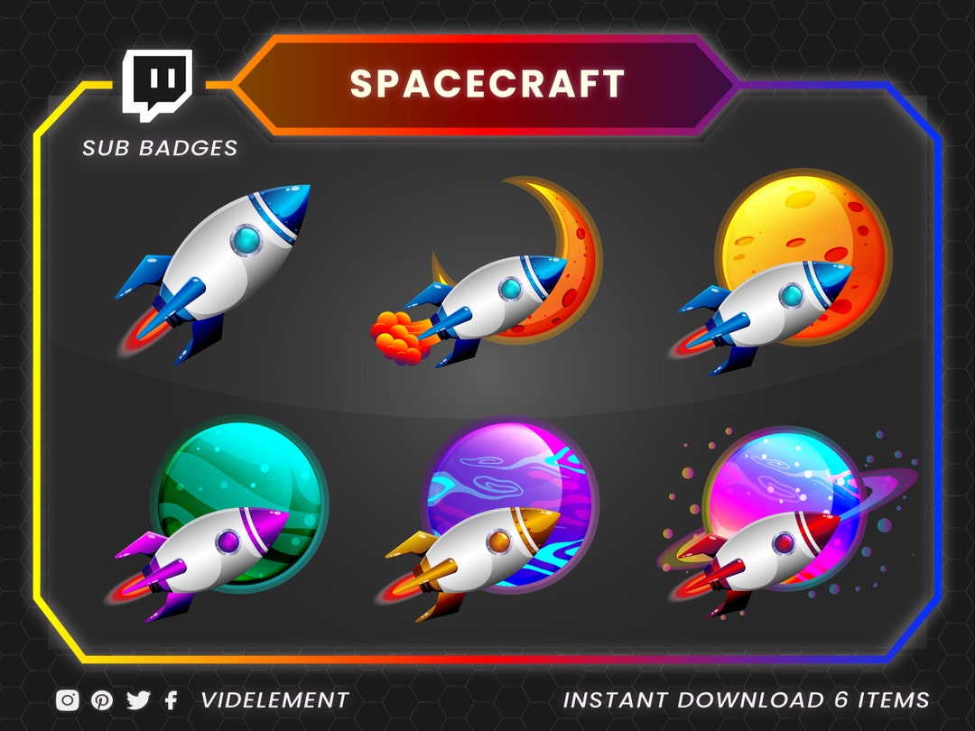 Rocket Twitch Sub Badges: Space Galaxy Badges (digital Download) - Etsy